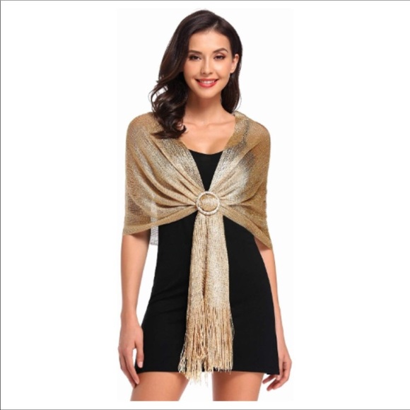Accessories | Gold Sparkling Metallic Wrap Shawls | Poshmark